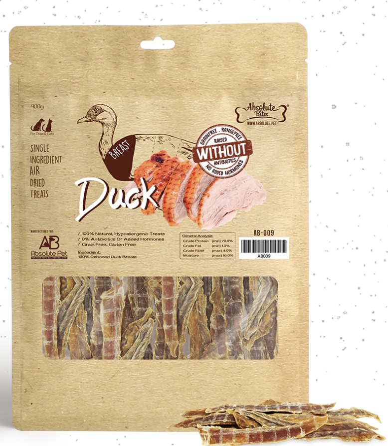 Absolute Bites Air-Dried Duck Breast 400 | Pet Mart