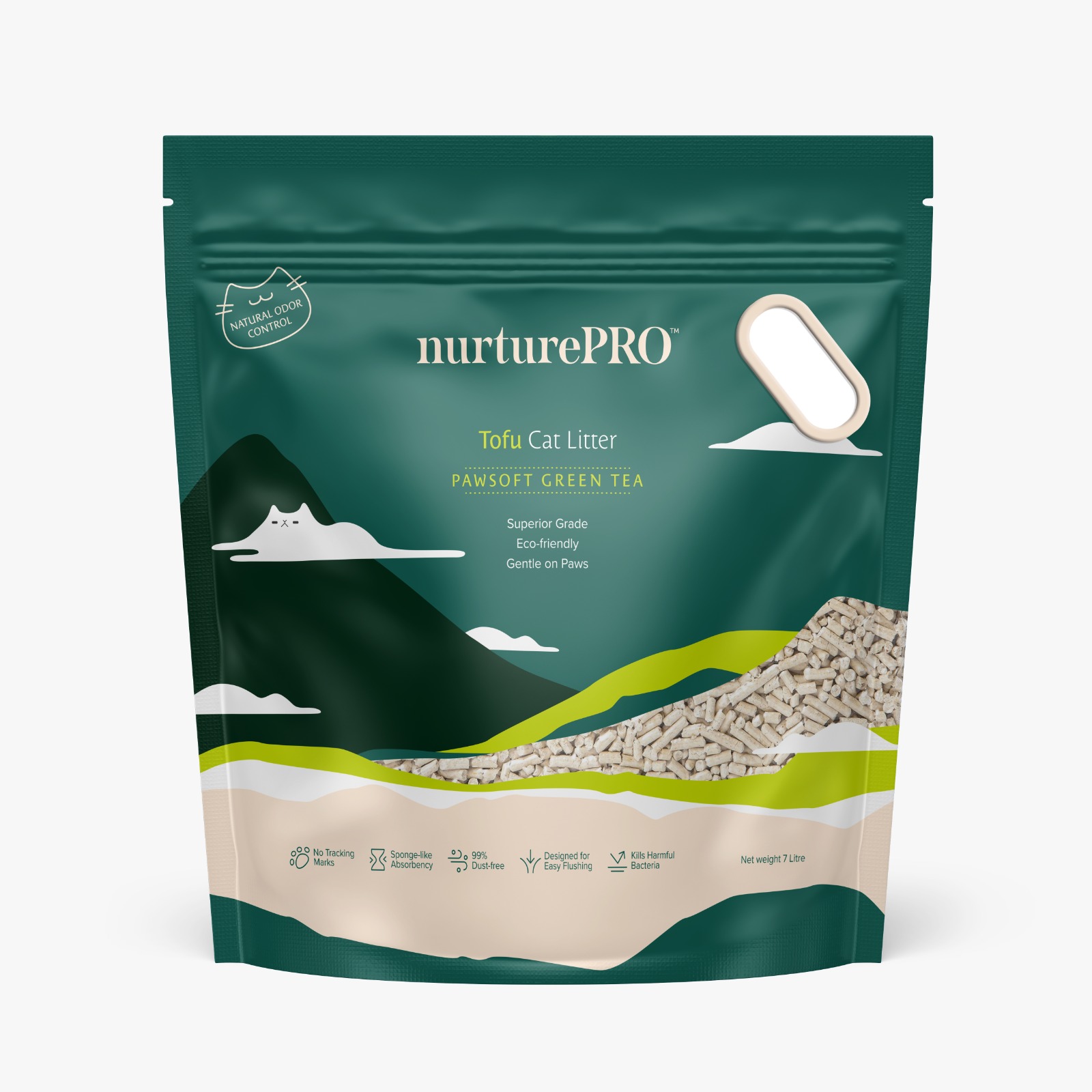 Nurture Pro Tofu Cat Litter Green Tea 7L | Pet Mart